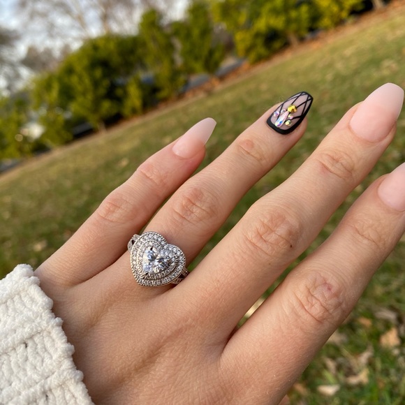 Jewelry | 925 Silver Ring Heart Shaped Sapphire Weddingring | Poshmark